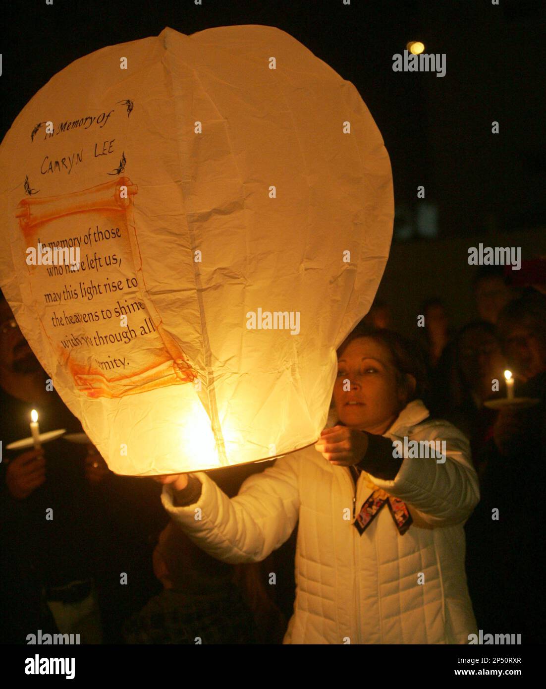 Jessica Shultz releases a paper balloon in memory of her murdered ...