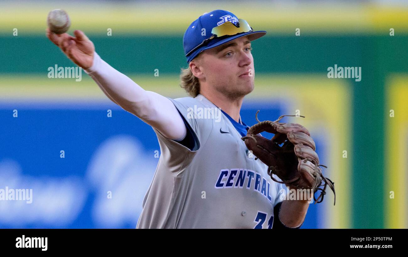 Central Connecticut State infielder Danny Rogers (31) throws during an ...
