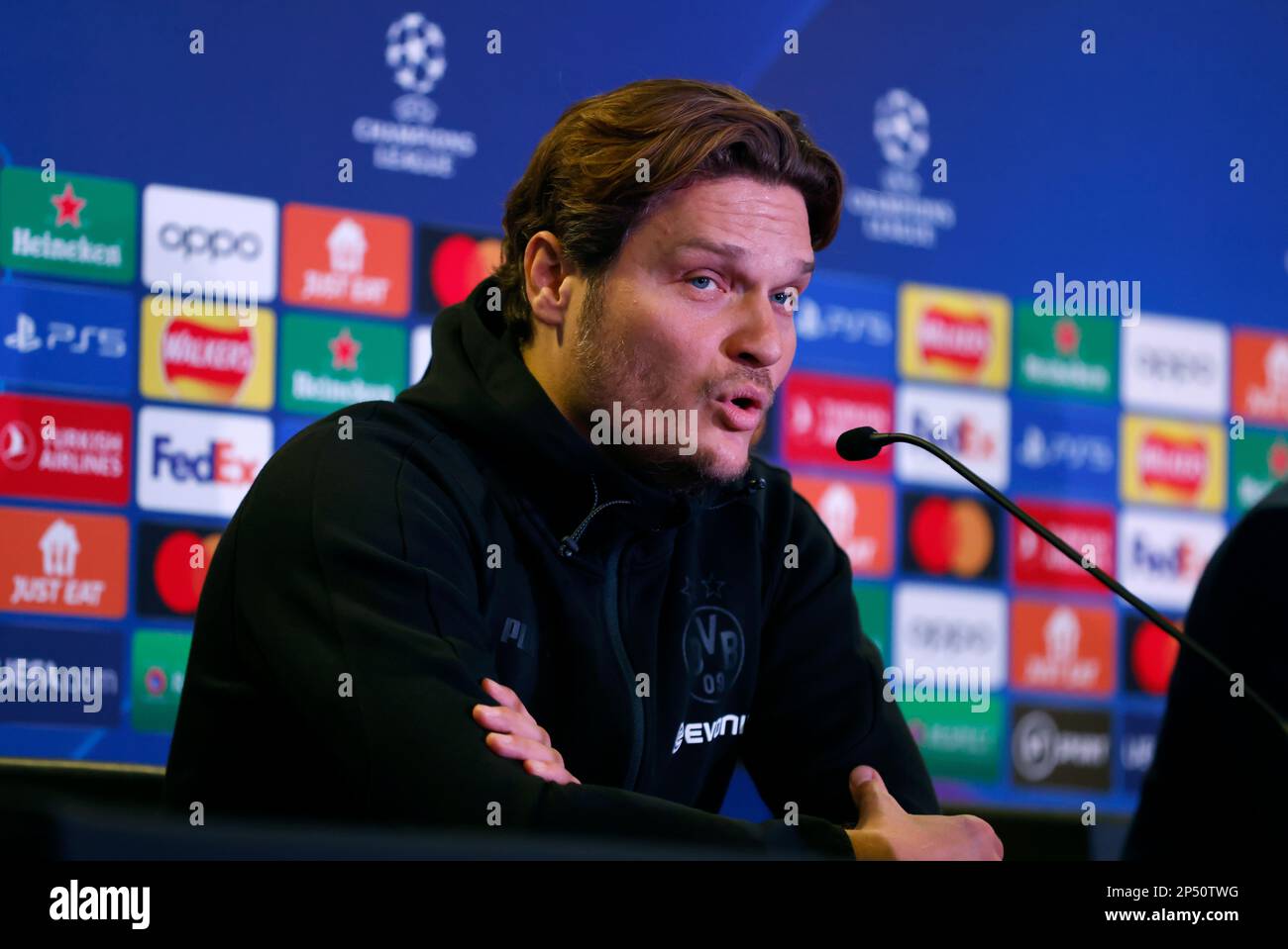 Borussia Dortmund manager Edin Terzic during a press conference at ...