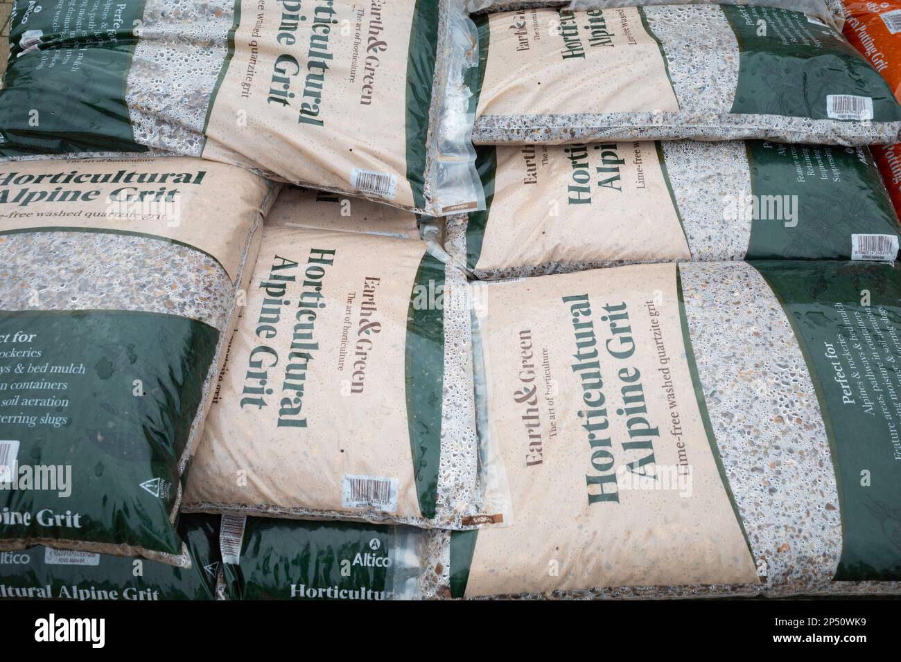 A stack of bags of Horticultural Alpine for to lime free washed ...