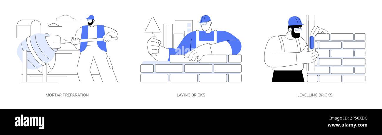 Masonry in private house building abstract concept vector illustrations ...