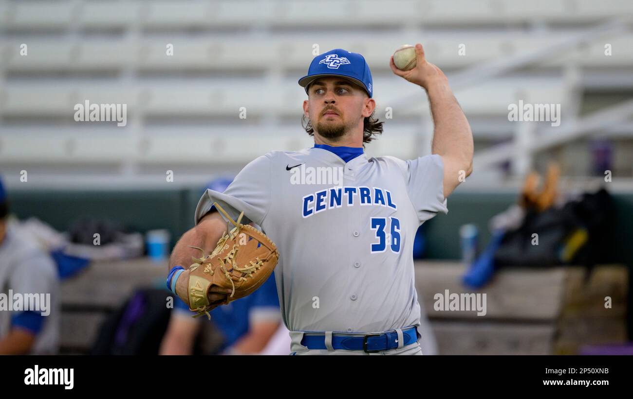 Central Connecticut State pitcher Logan Wenzel (36) throws during an ...