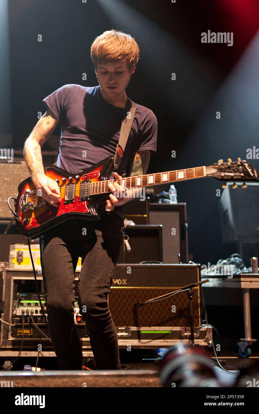 Andrew Richards of HelloGoodbye performs on stage at the Hollywood ...