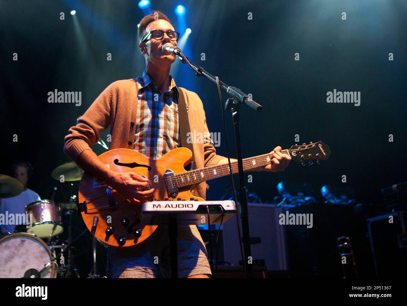 Forrest Kline of HelloGoodbye performs on stage at the Hollywood ...