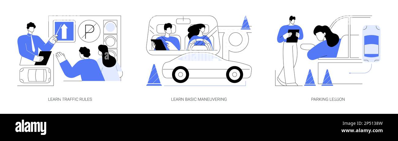 Car driving school abstract concept vector illustrations Stock Vector ...