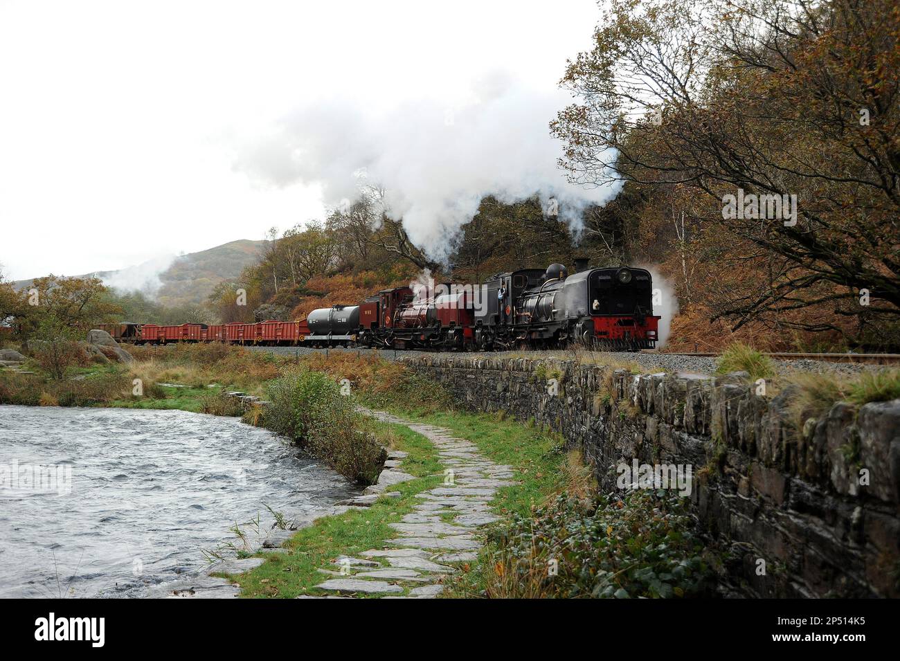 "87" and "138" double heading at Bryn y Felin Stock Photo - Alamy