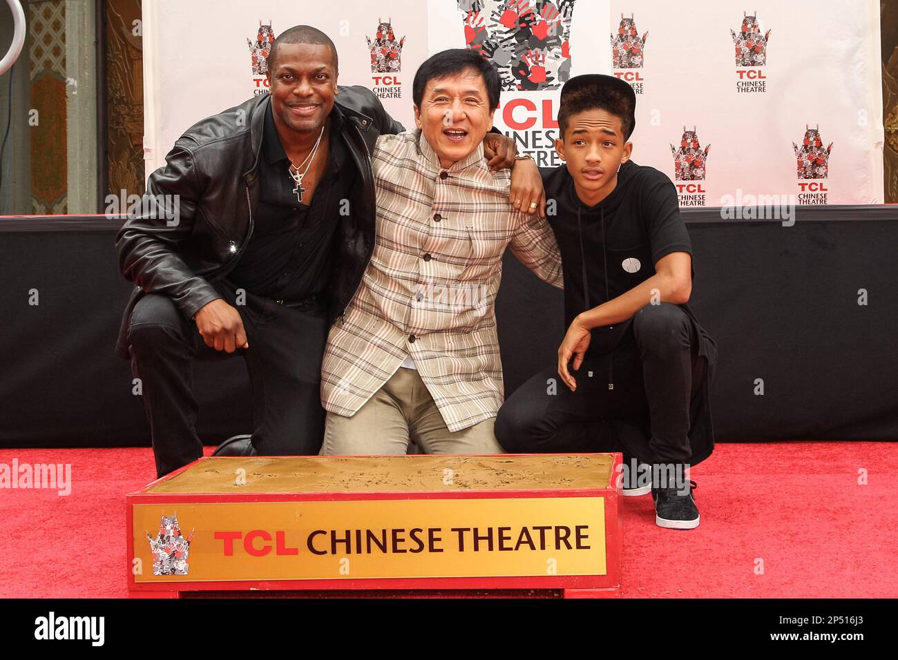 (L-R) Actors Chris Tucker, Jackie Chan, and Jaden Rose attend the ...
