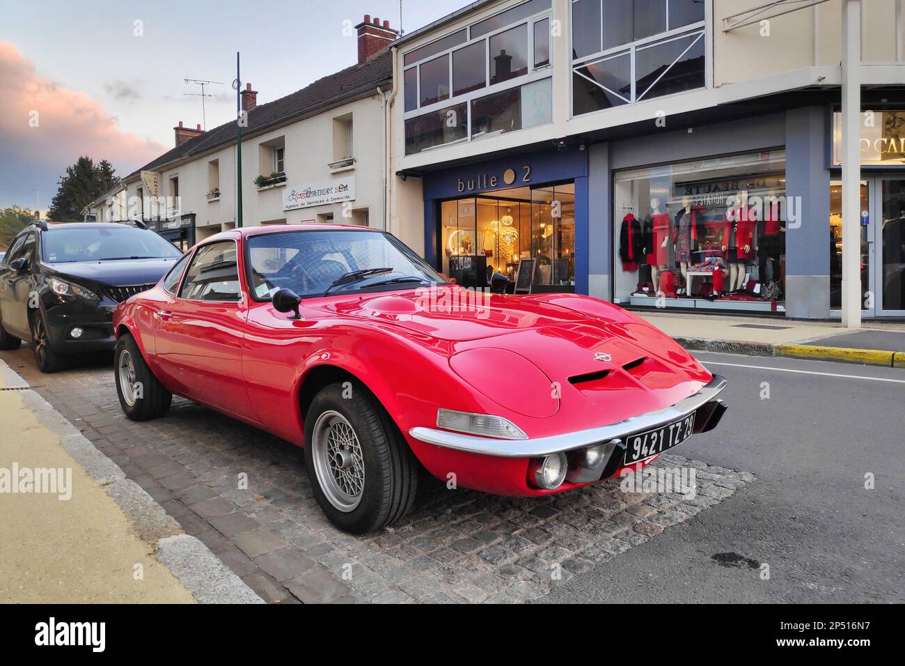 Lamorlaye, France - October 16 2020: The Opel GT is a front-engine ...