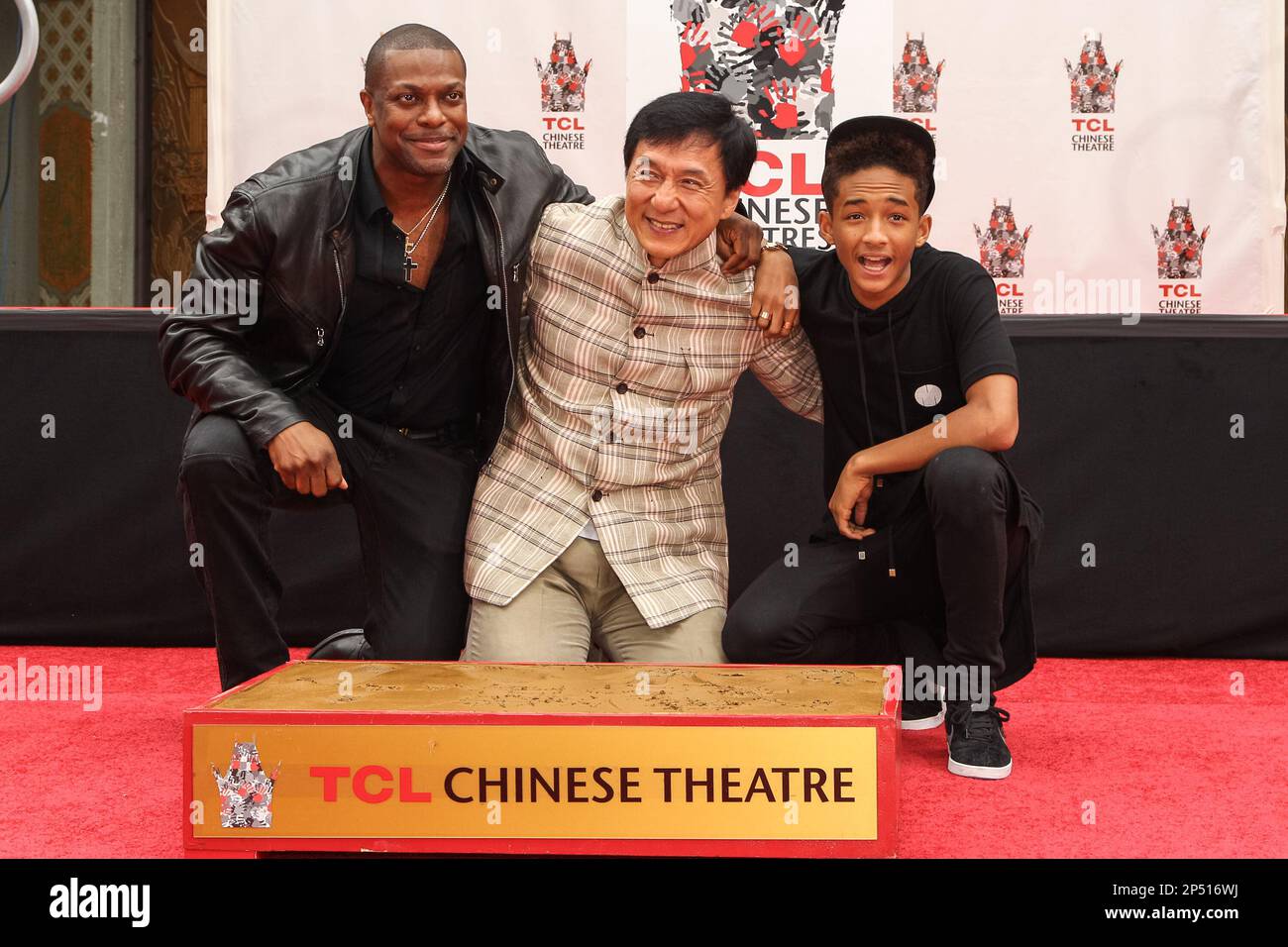 (L-R) Actors Chris Tucker, Jackie Chan, and Jaden Rose attend the ...