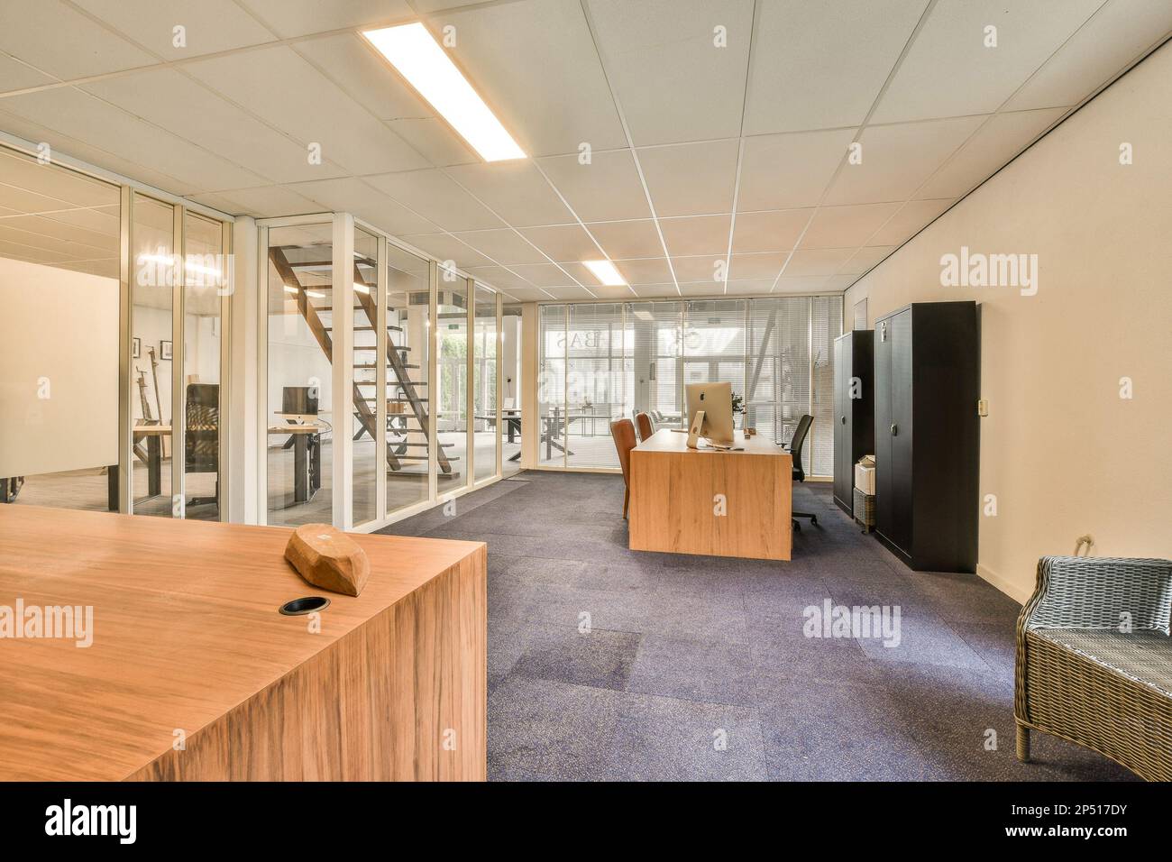 an empty office with no people in the room or place to sit and work on ...