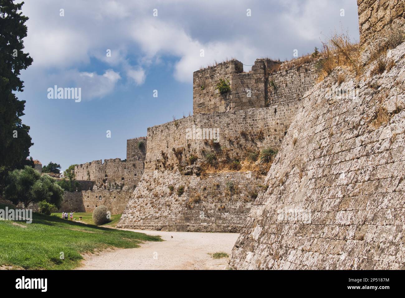 Walls and fortifications of the medieval citadel of Rhodes in Greece ...