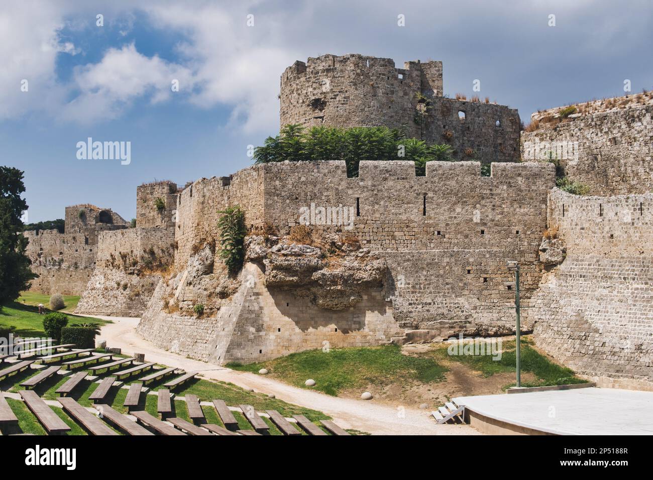 Medieval Moat Theater in front of walls and fortifications of the ...