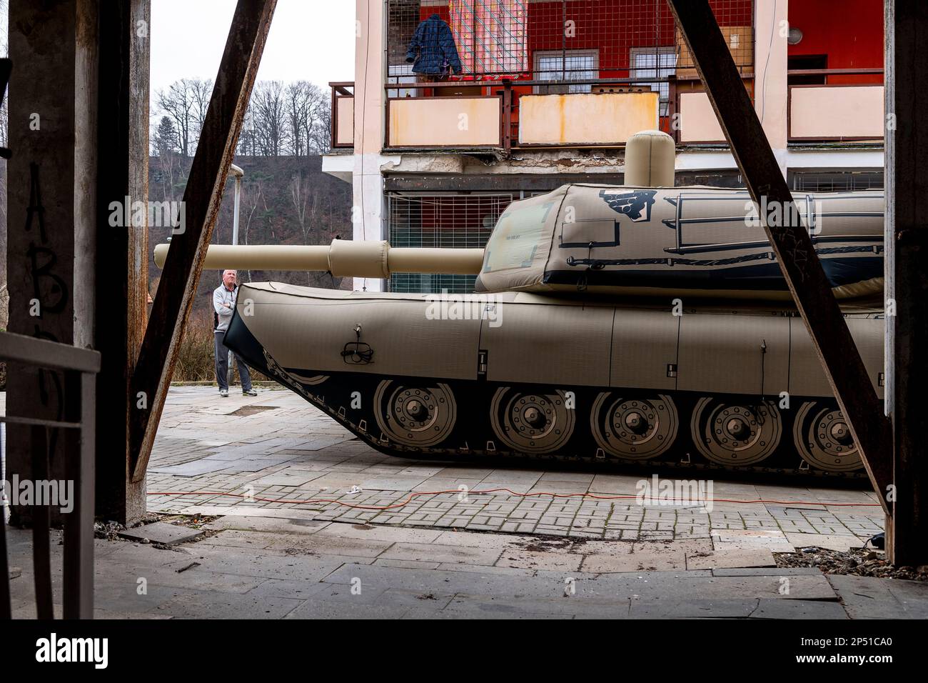 Decin, Czech Republic. 06th Mar, 2023. Inflatable Abrams decoys in ...