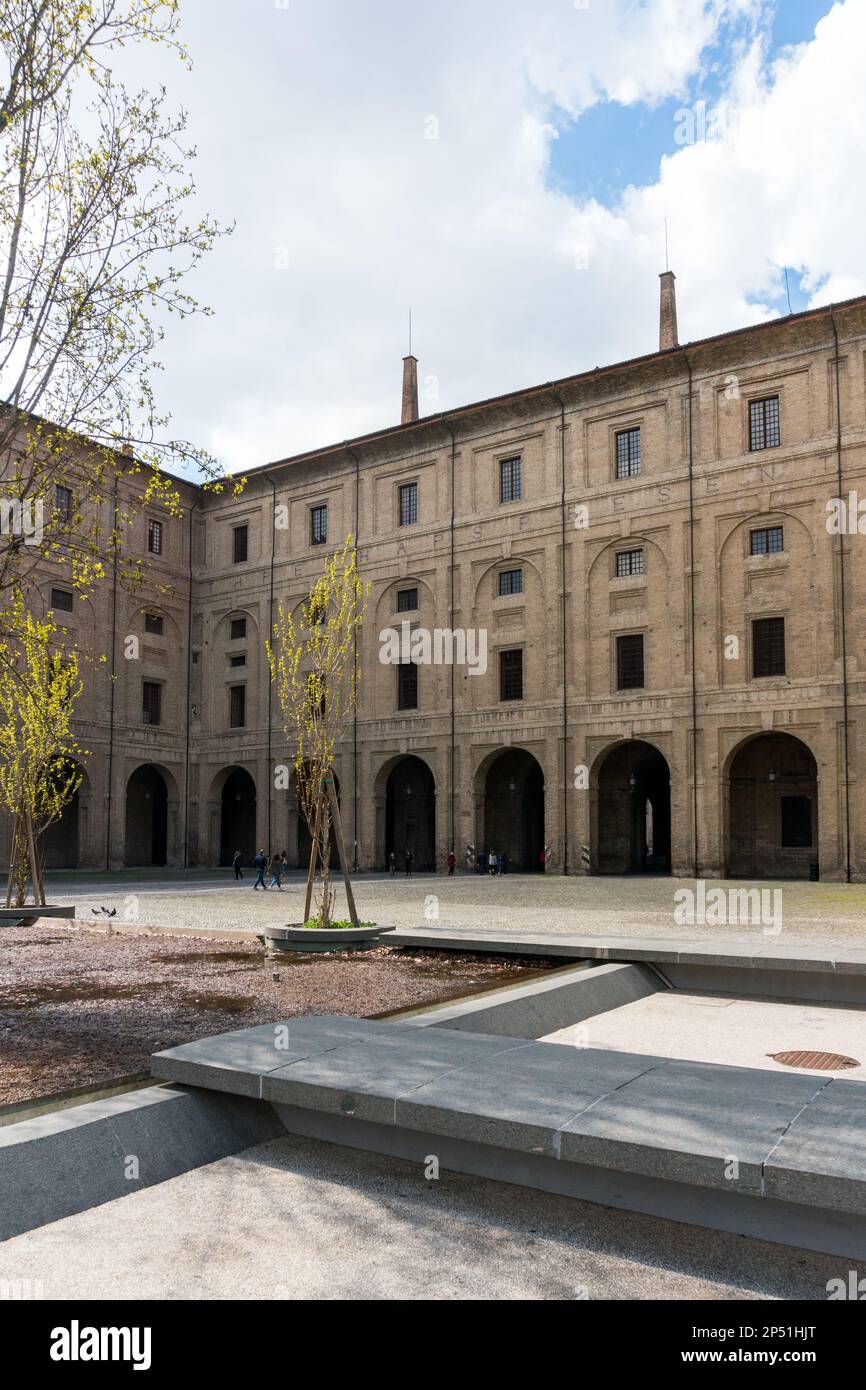 Parma,Italy-April 3, 2022:view of the Pilotta Palace in Parma during a ...