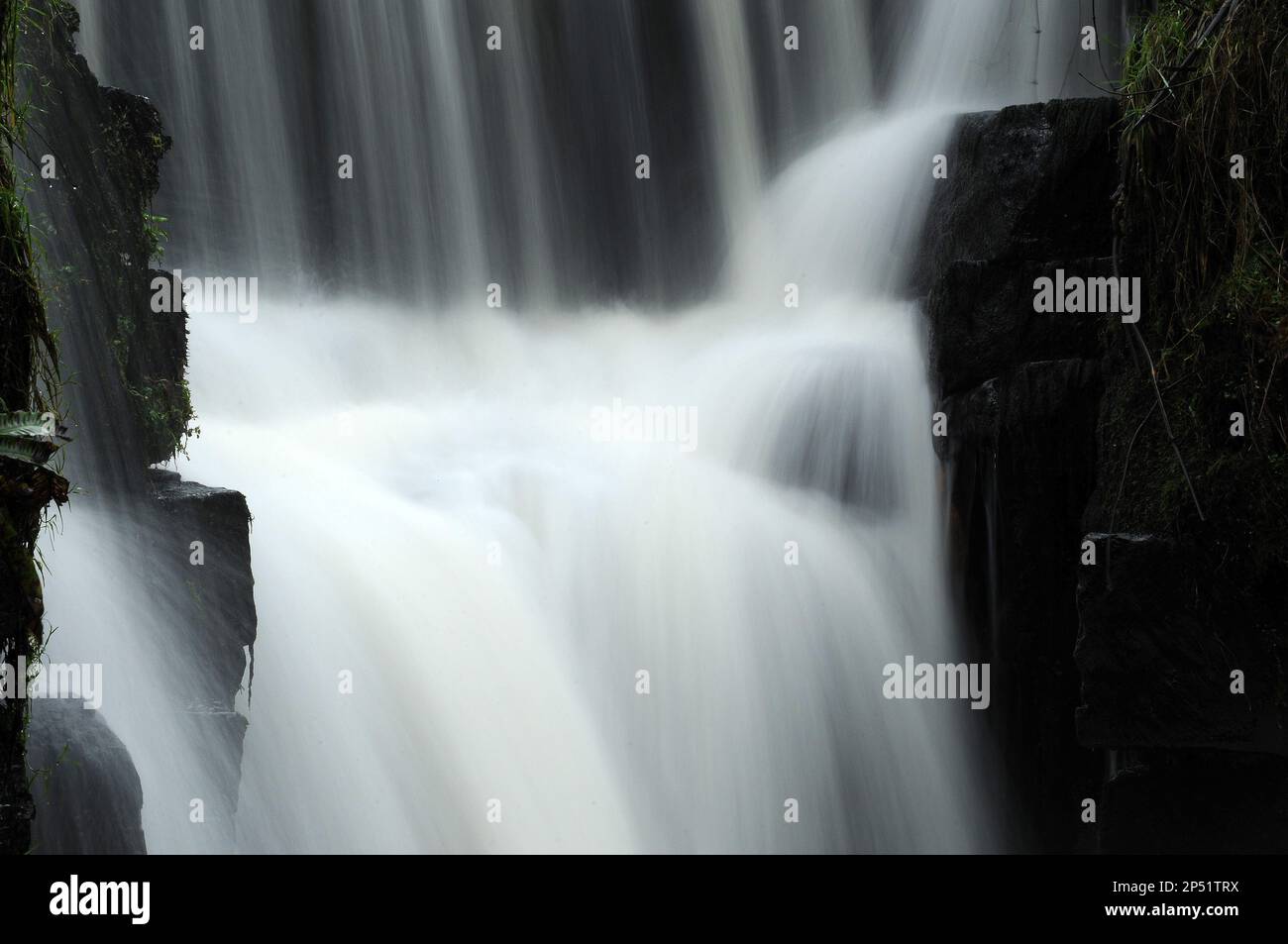 The man-made Penllergaer Waterfall. A drop of around 10 feet ...