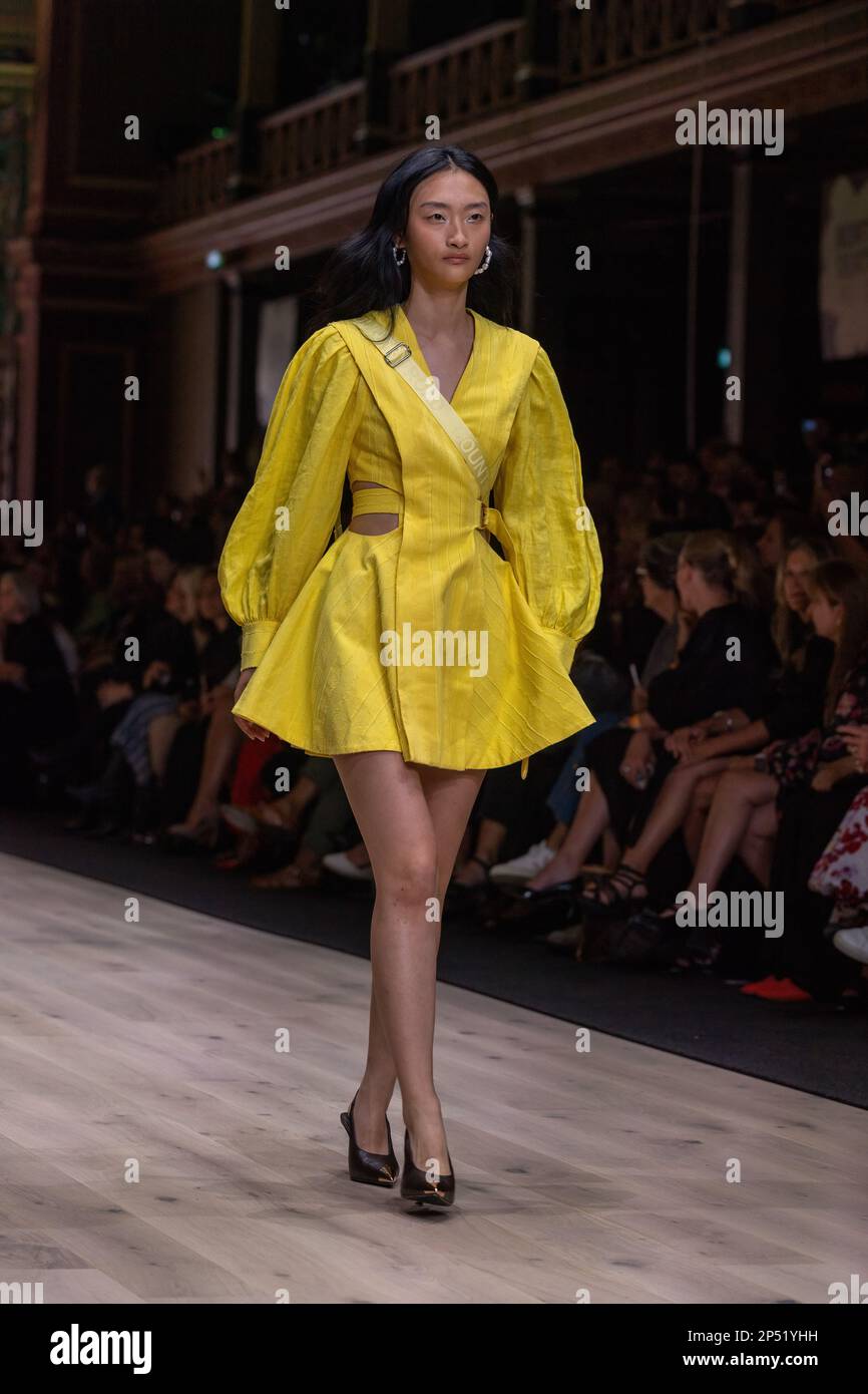 Melbourne, Australia, 06/03/2023, A model dressed by Acler walks the ...