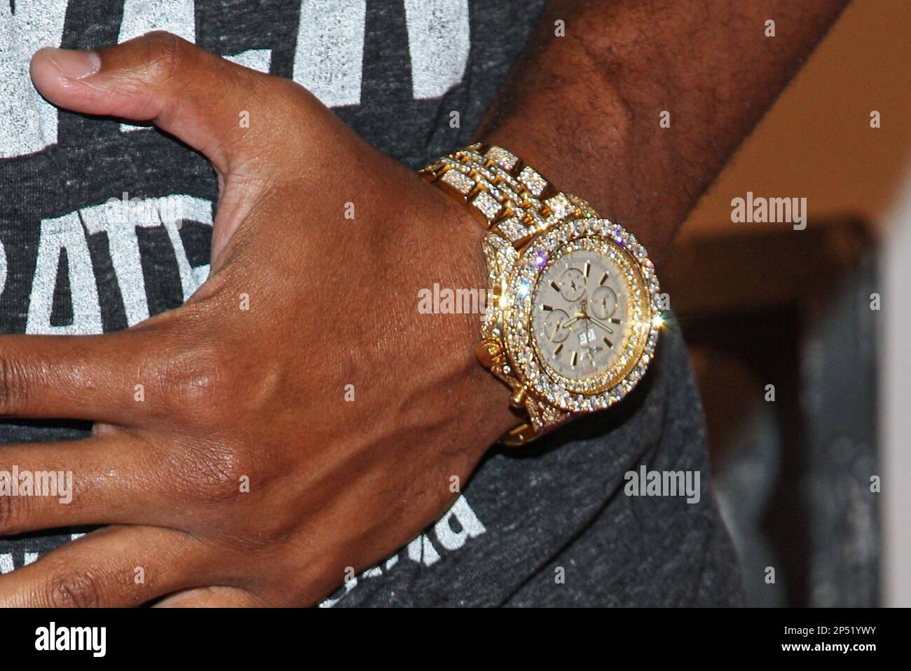 Professional football player Stanford Routt (watch detail) attends the ...