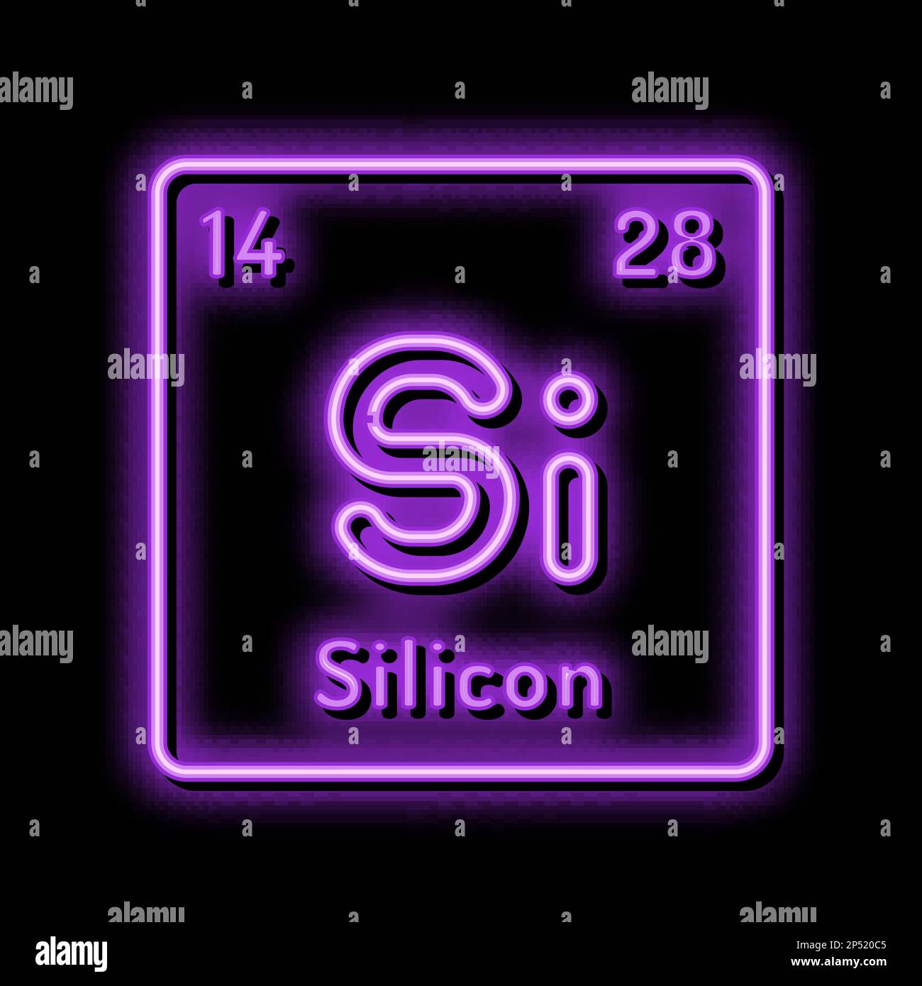 silicon chemical element neon glow icon illustration Stock Vector Image ...