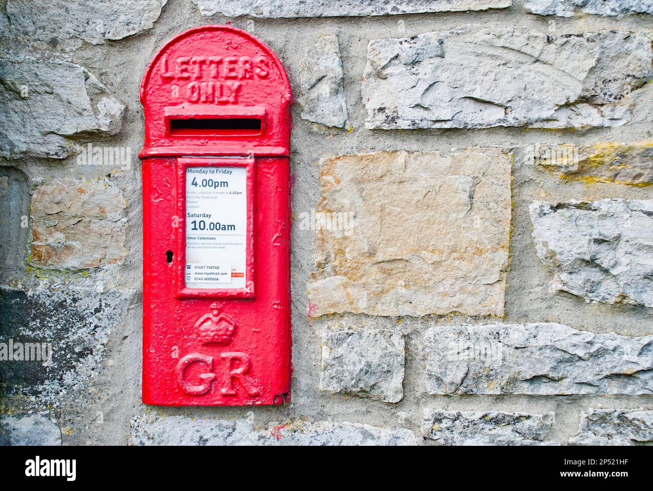 GR pillar-box-red letter box set in a wall not far from Sedbusk in ...
