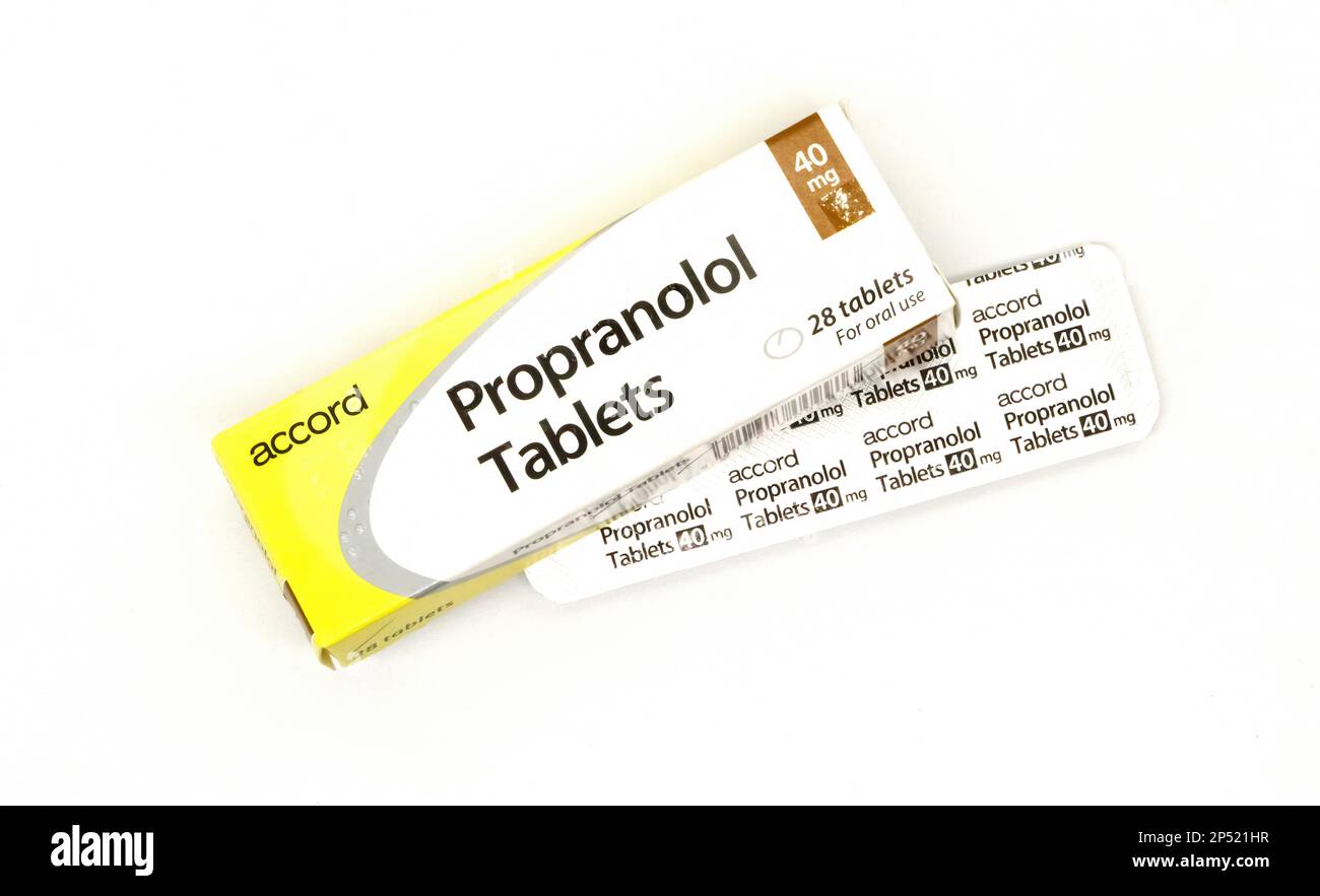 box of 28 40mg Propranonol tablets or pills. Beta blockers used to ...