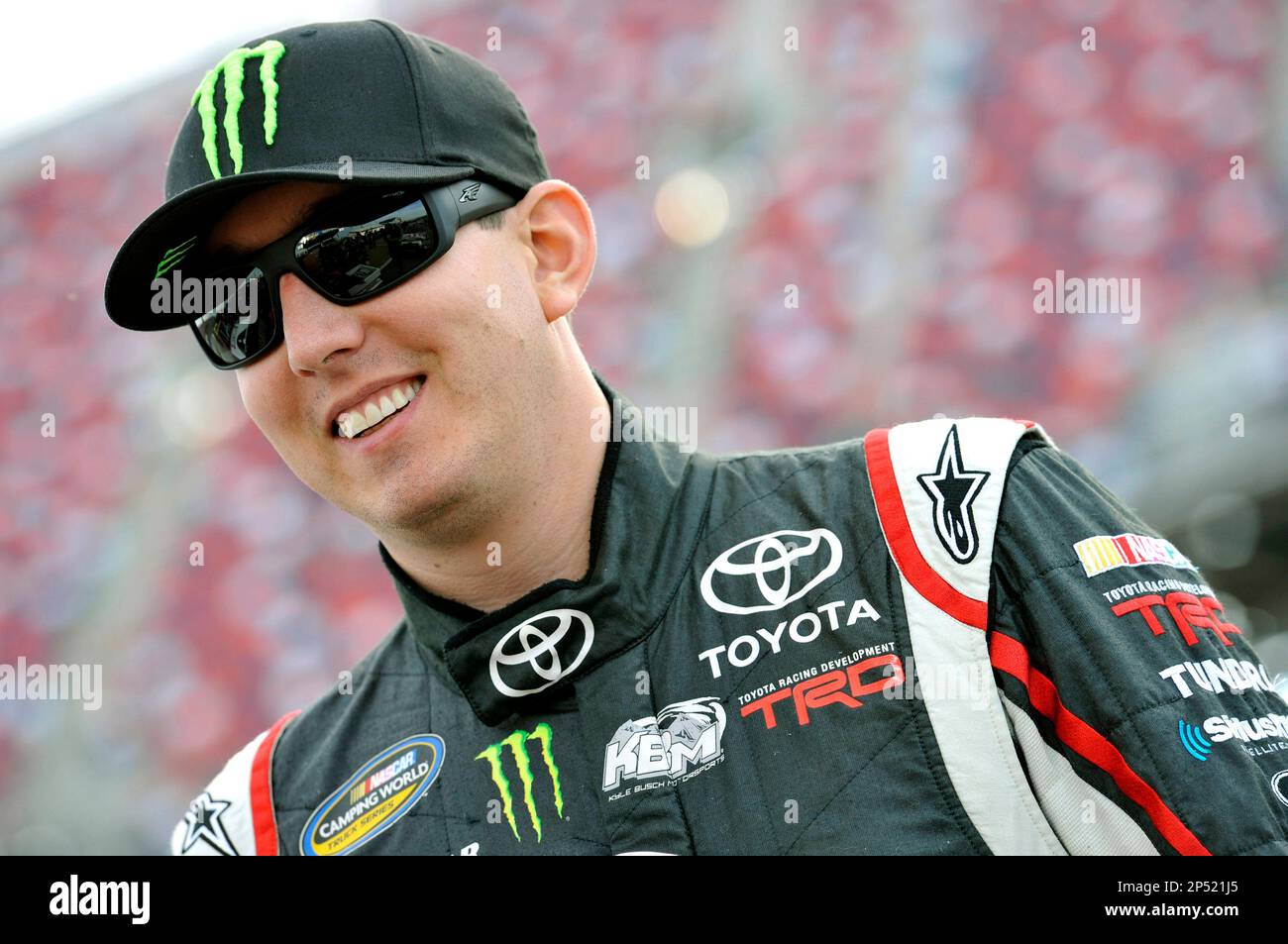 Kyle Busch during qualifying for the NASCAR Truck Series auto race Fred ...