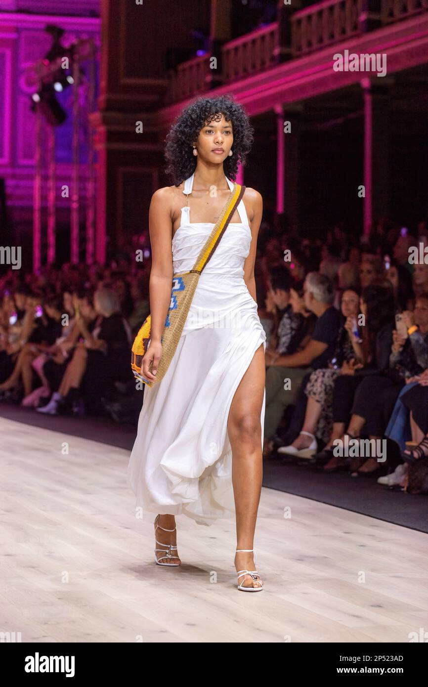 A model dressed by Aje walks the runway at the Utopia runway show ...