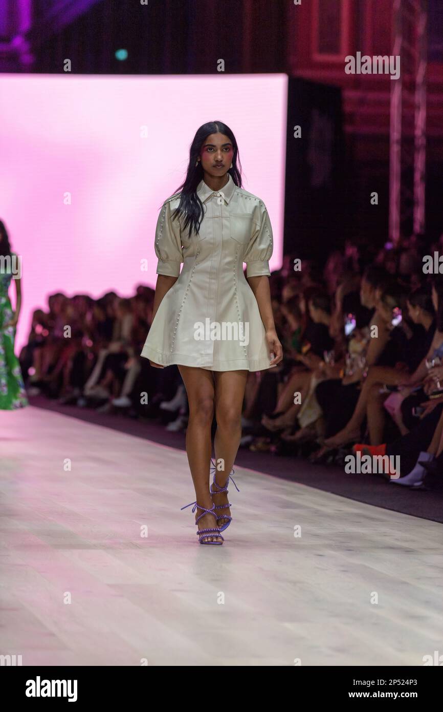 A model dressed by Aje walks the runway at the Utopia runway show ...