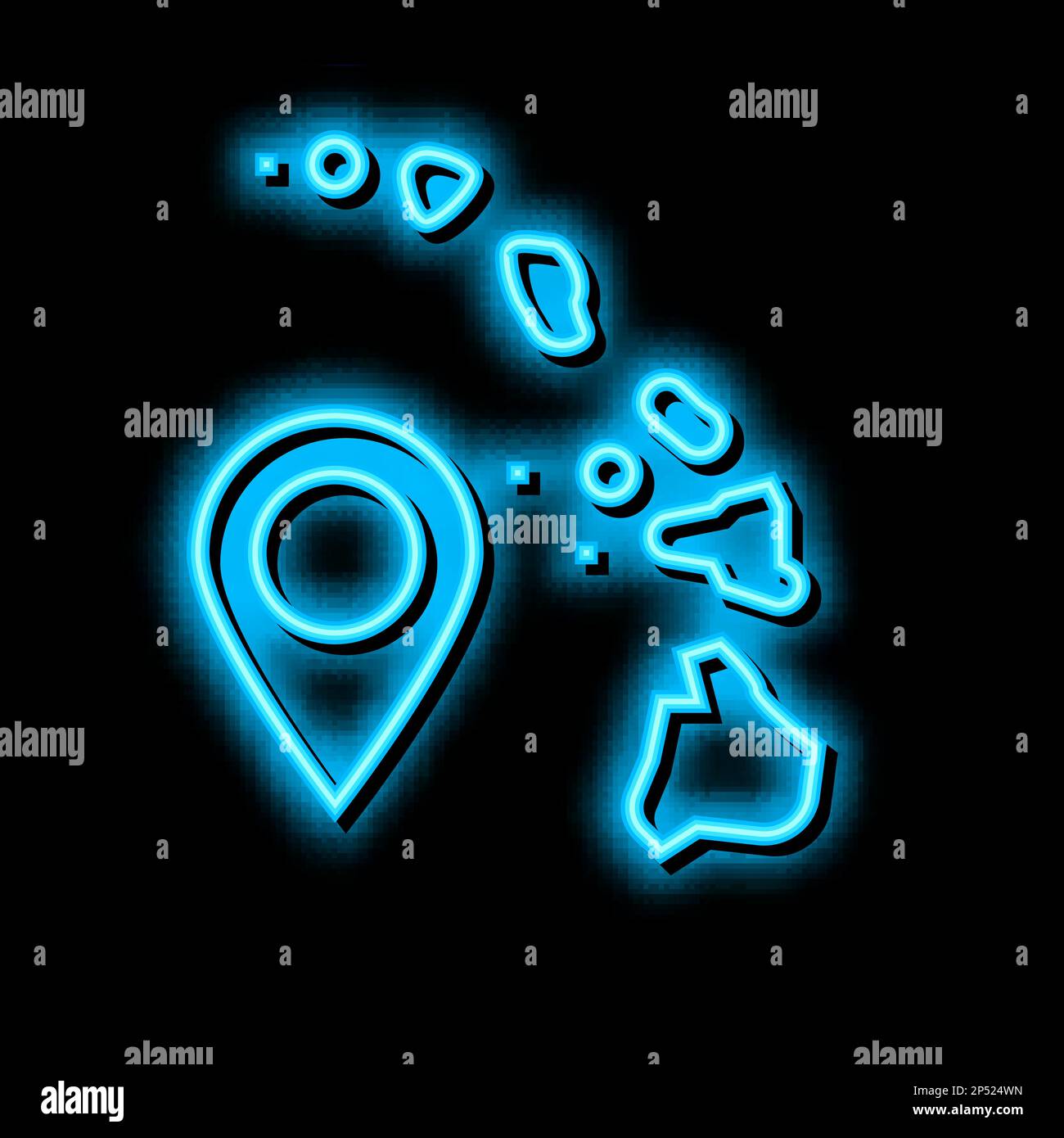 island hawaii map location neon glow icon illustration Stock Vector ...