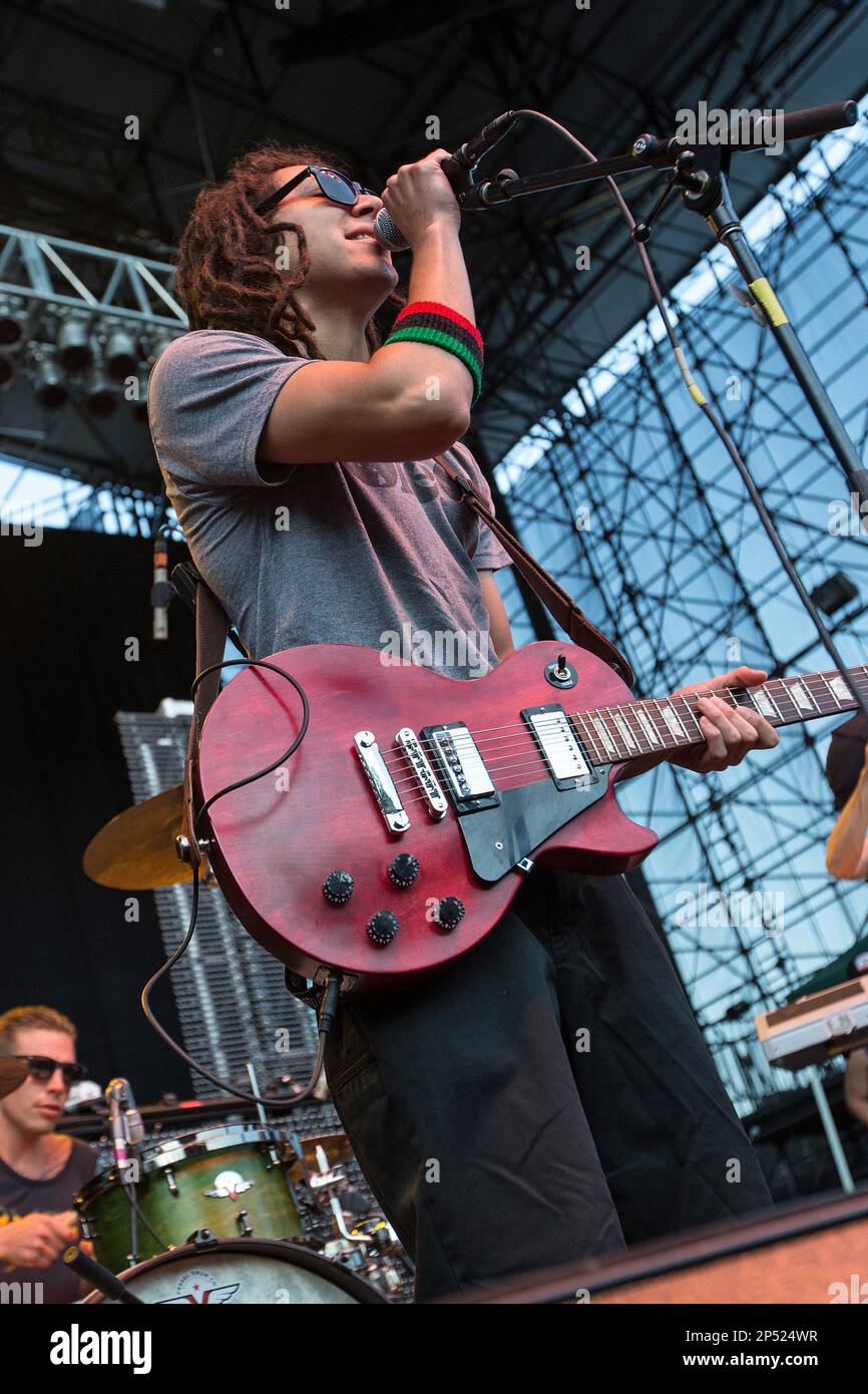 Vocalist/guitarist Steven Rene Jacobo of Tribal Seeds performs on stage ...