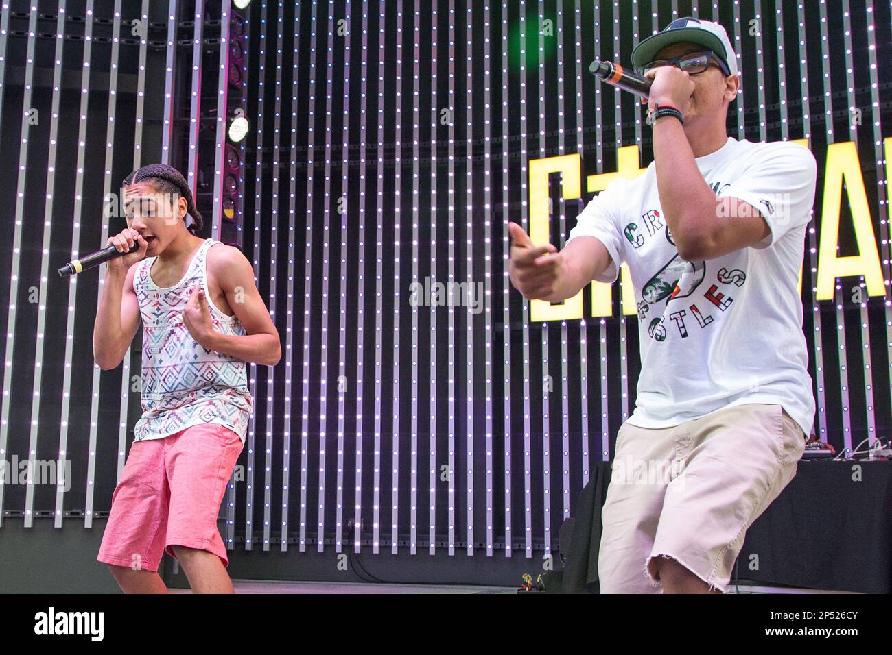 Gennis (R) and Tool of the group Wonder Broz perform at Universal ...