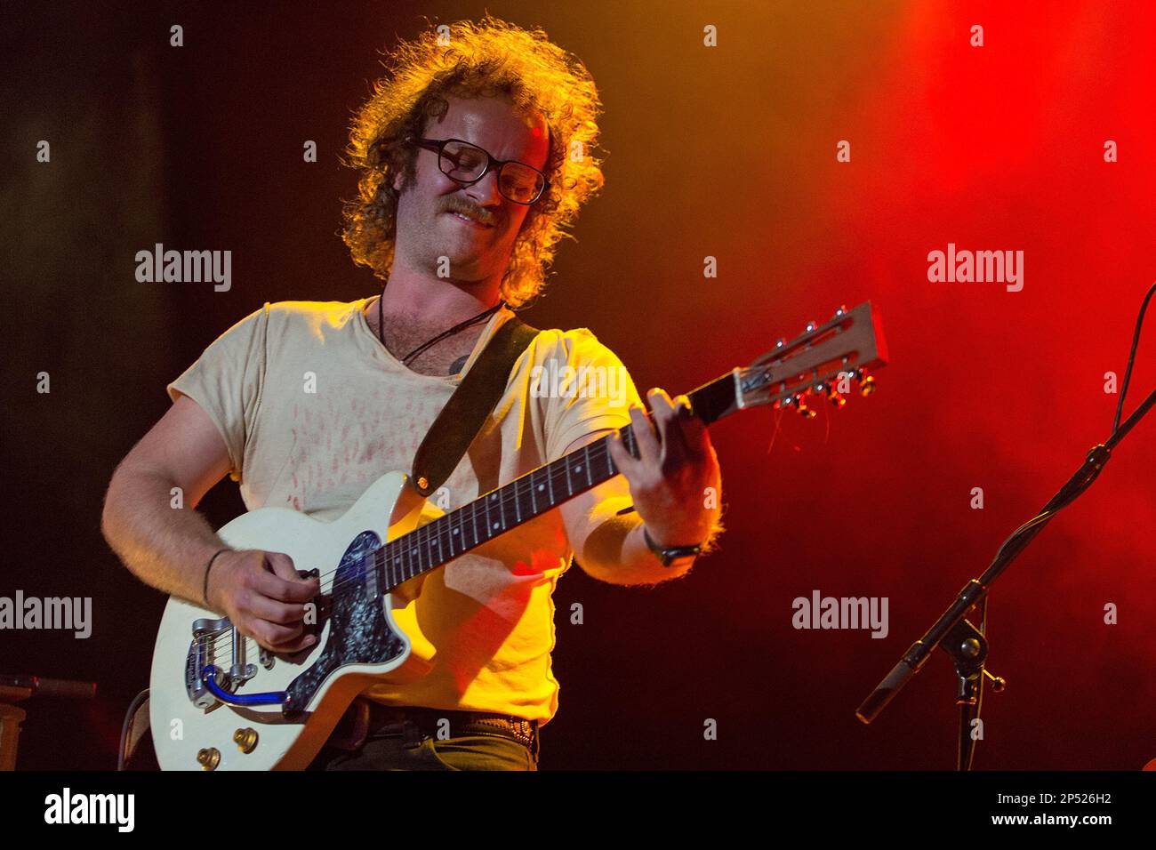 Ben Trimble of the band Fly Golden Eagle performs on stage at the ...
