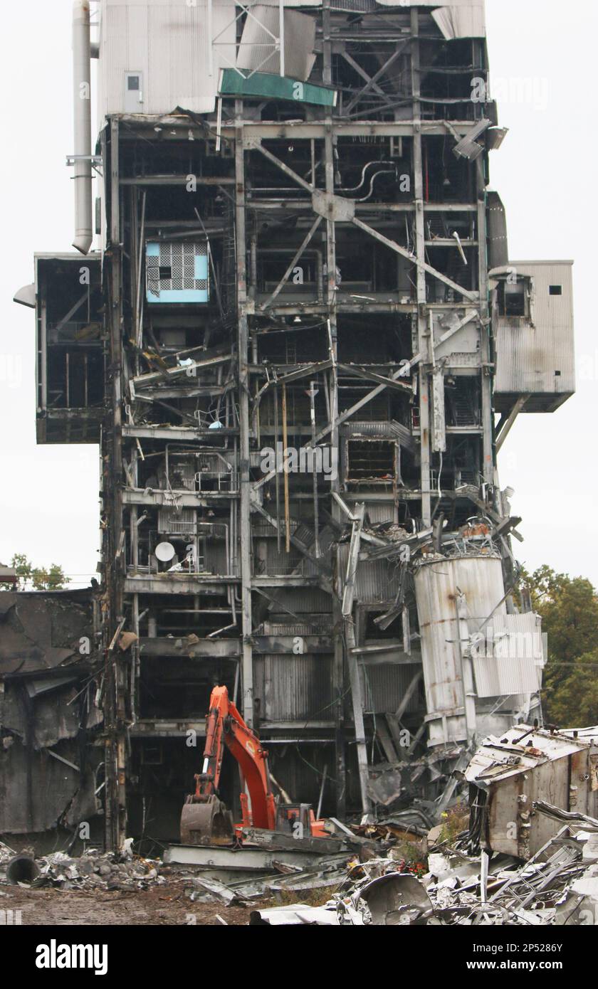 Crews from Melching Demolition work to remove metal at the former Sappi ...