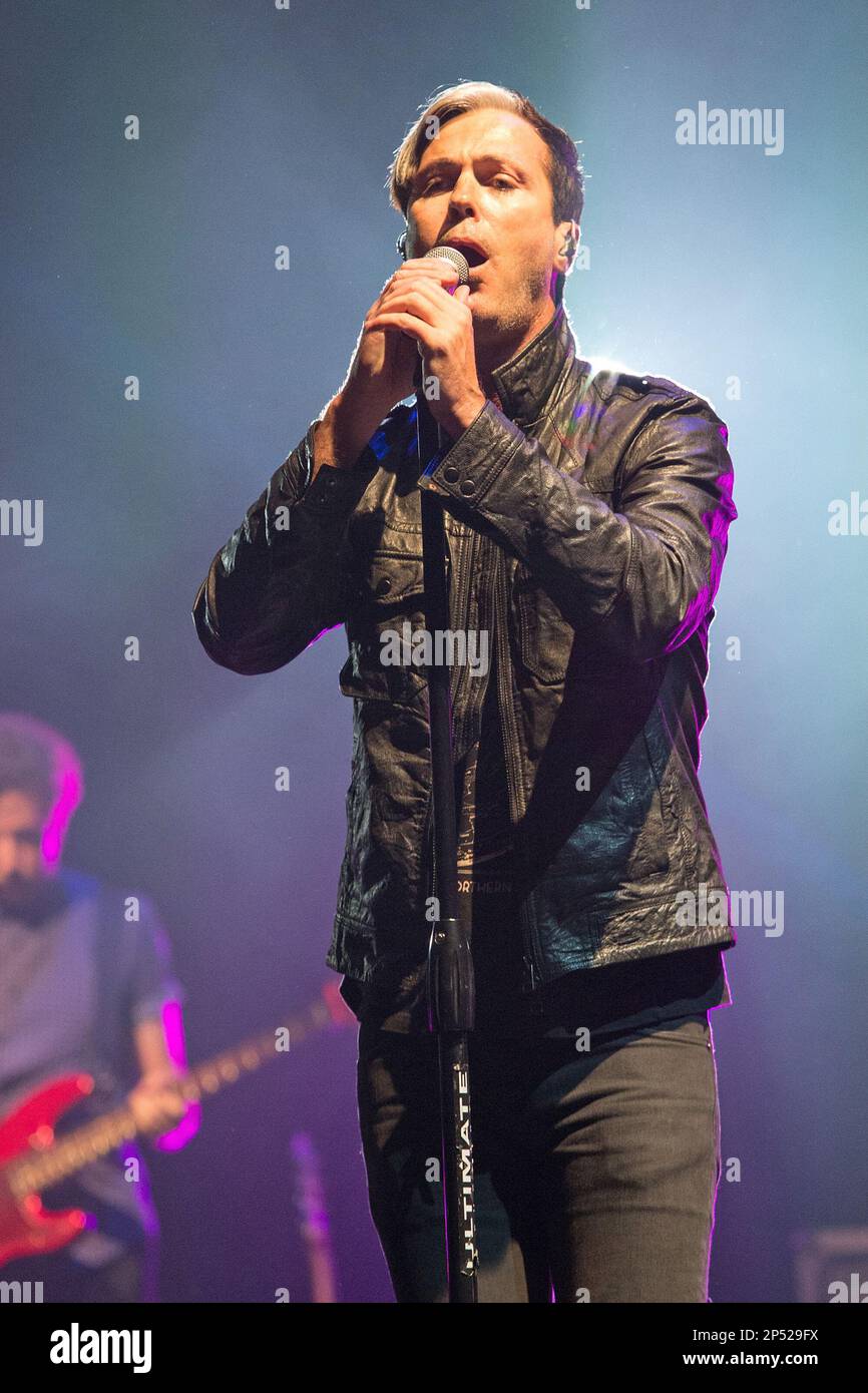 Vocalist Michael Fitzpatrick of Fitz and the Tantrums performs on stage ...
