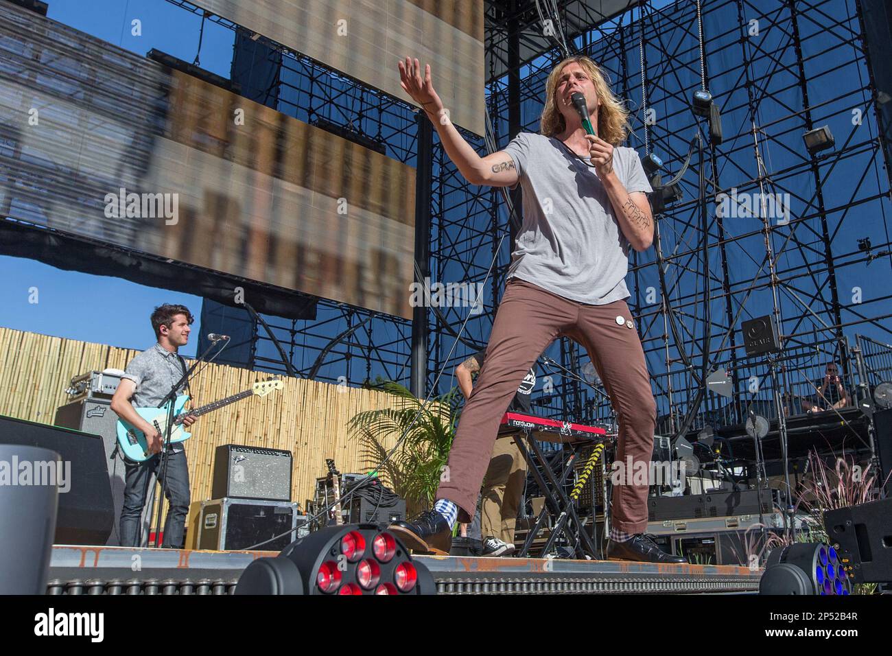 Vocalist/guitarist Aaron Bruno of AWOLNATION performs on stage during ...