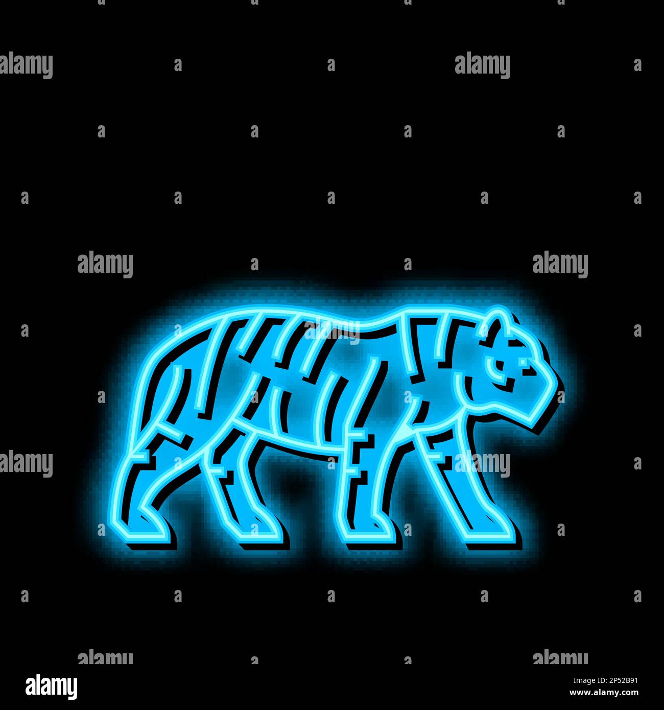 tiger animal in zoo neon glow icon illustration Stock Vector Image ...
