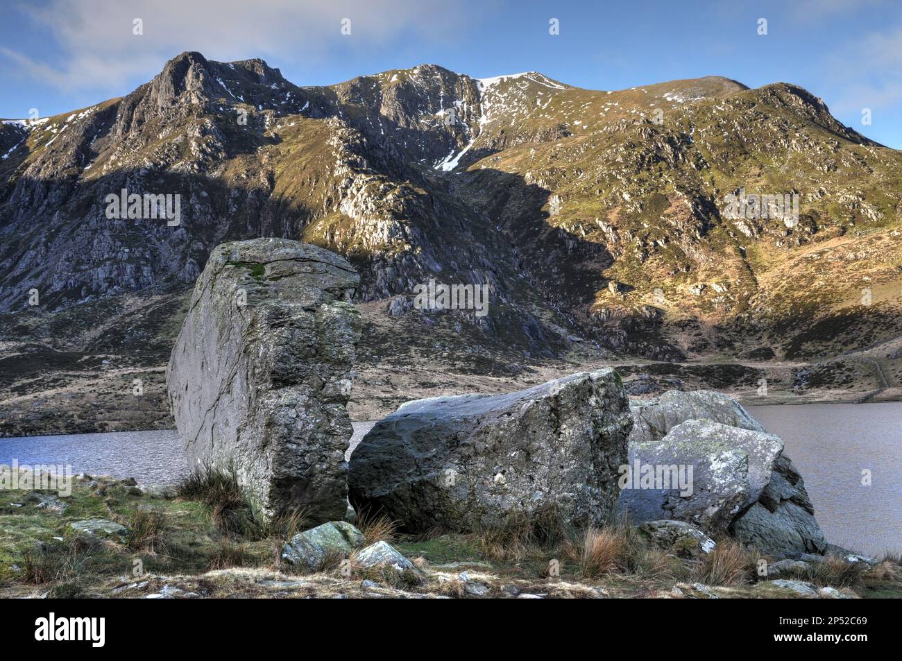 Huge boulders at Cwm Idwal, nature reserve in Snowdonia,Wales Stock ...