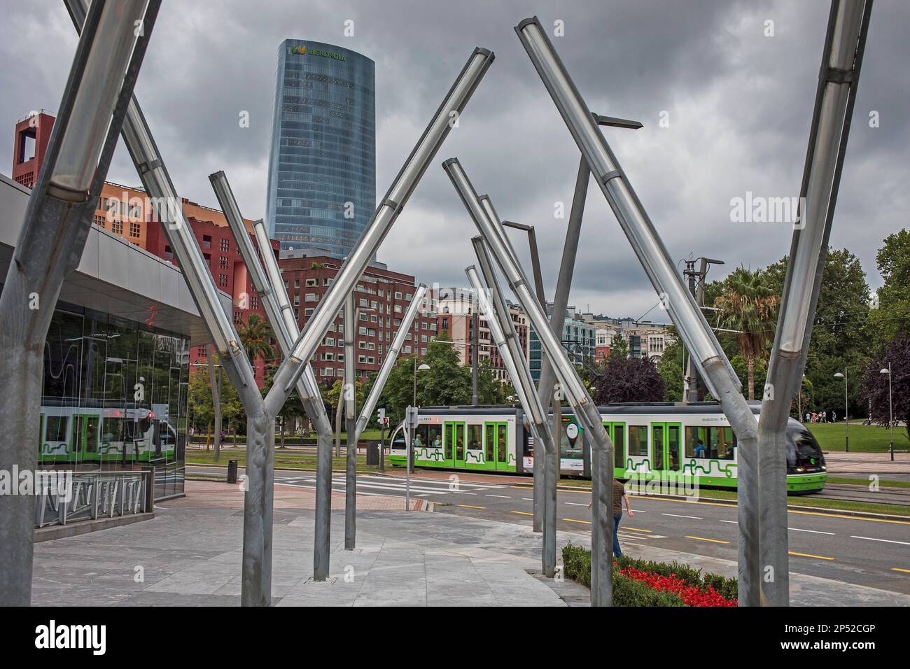 Euskalduna palace and Iberdrola tower, in Abandoibarra Etorb, Bilbao ...
