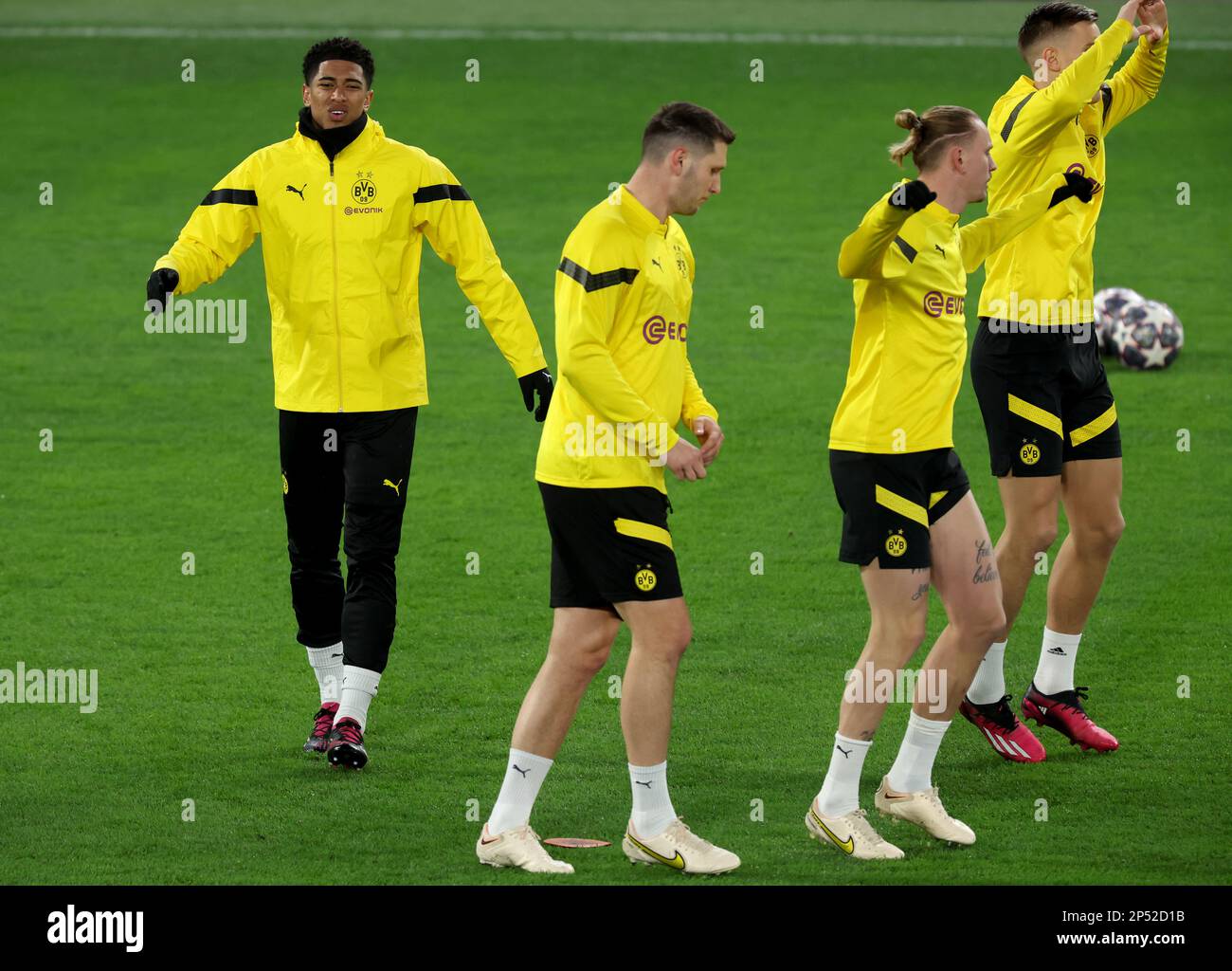 Borussia Dortmund’s Jude Bellingham (left) during a training session at ...