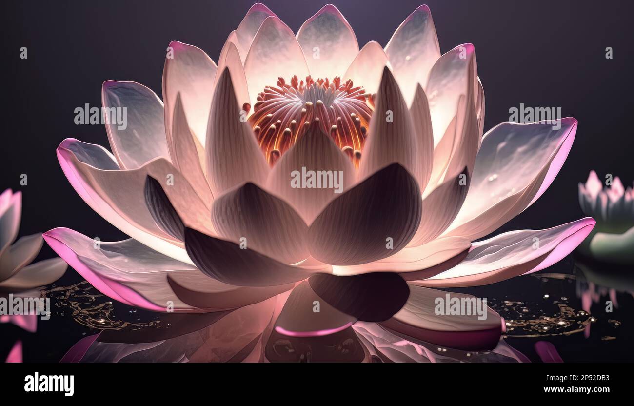 Digital paintings of a blossom of water lily. Abstract nature: a play ...