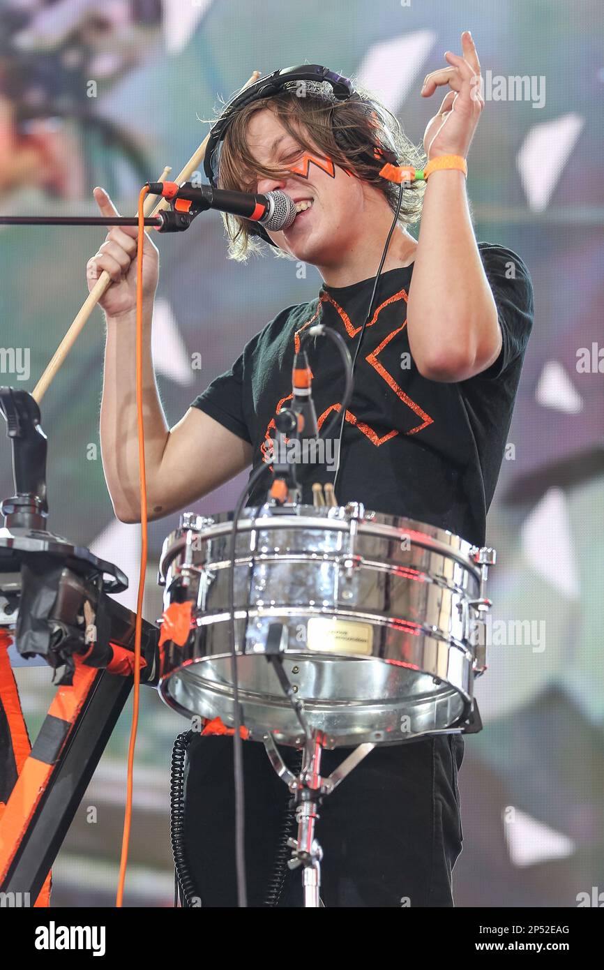 Robert DeLong performs on stage during the 2013 Coachella Valley Music ...