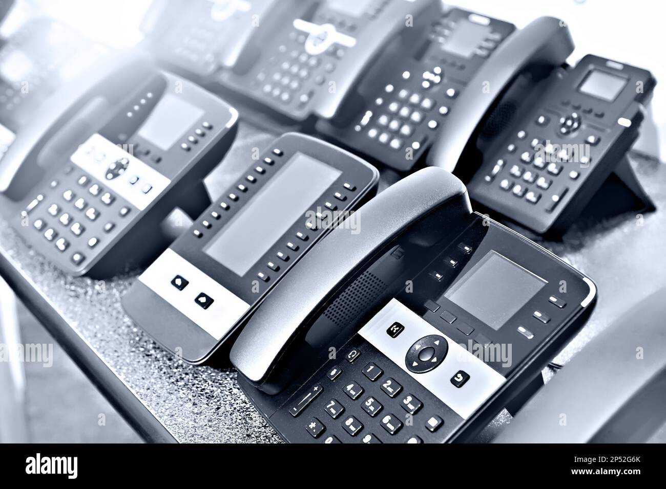 Office phones at the exhibition Stock Photo - Alamy