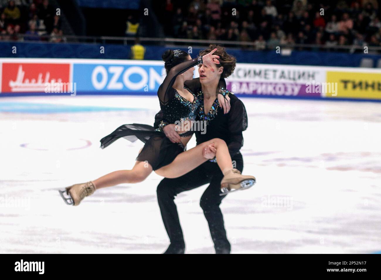 Elizaveta Shanaeva and Pavel Drozd perform during the rental of ...
