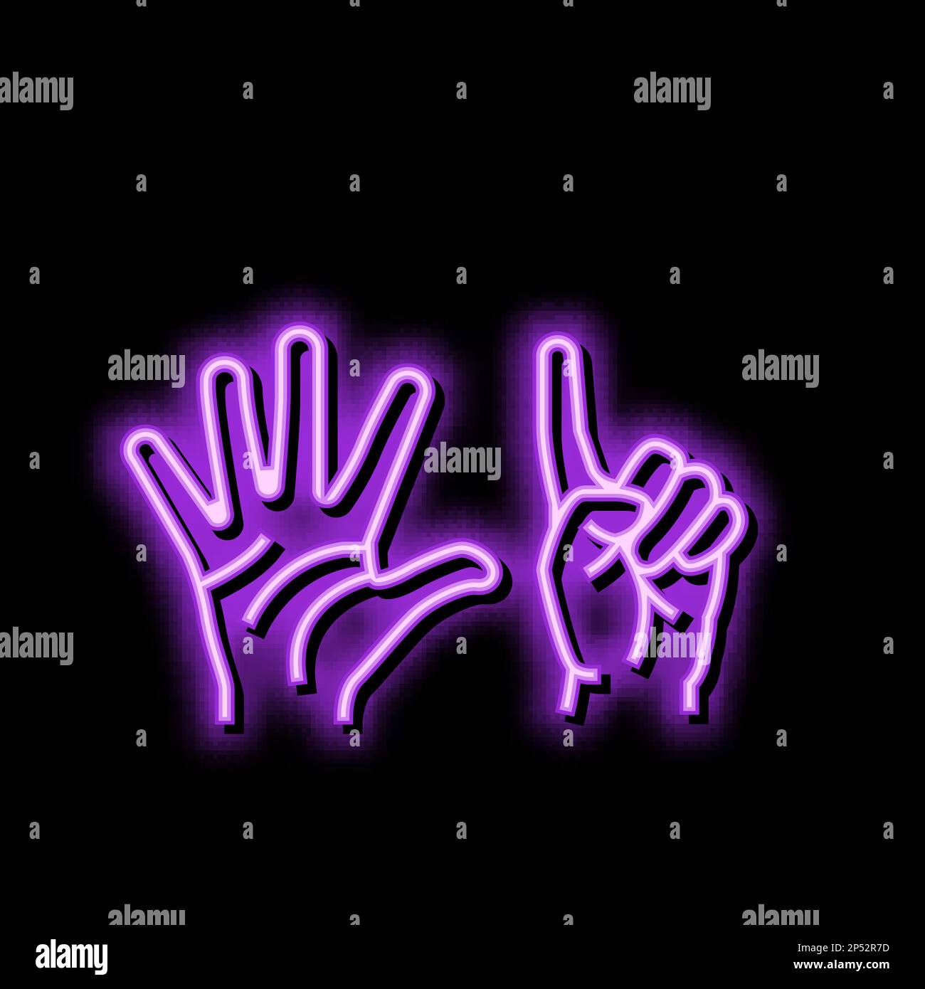 six number hand gesture neon glow icon illustration Stock Vector Image & Art - Alamy
