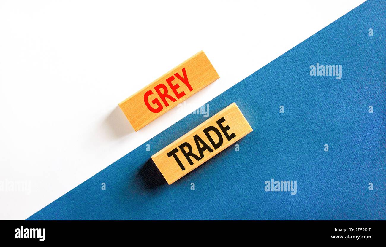 Grey trade symbol. Concept words Grey trade on wooden block. Beautiful ...