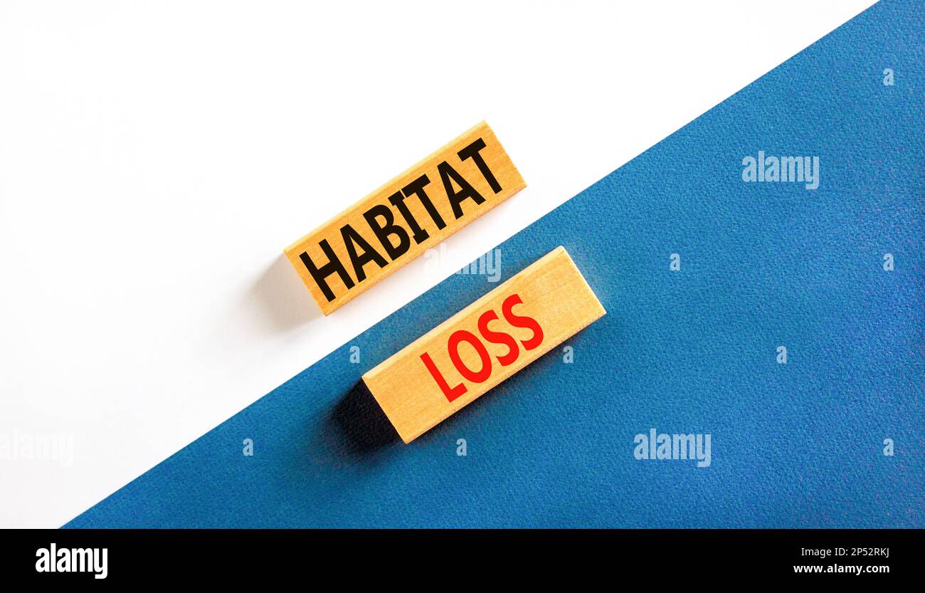 Habitat loss symbol. Concept words Habitat loss on wooden block ...
