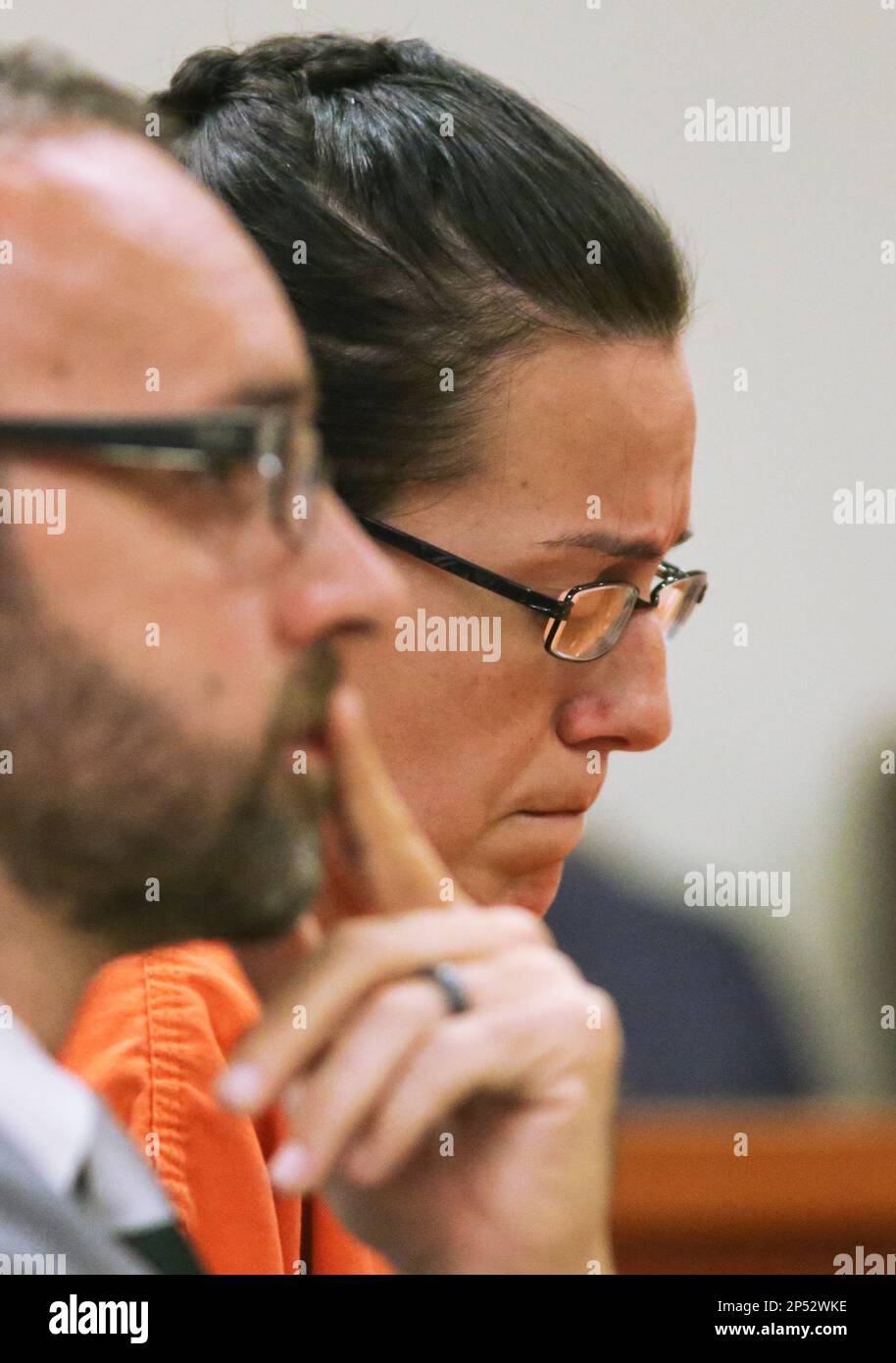 Lawyer, Harold Buckler, left, and client/defendant, Victoria Rickman ...