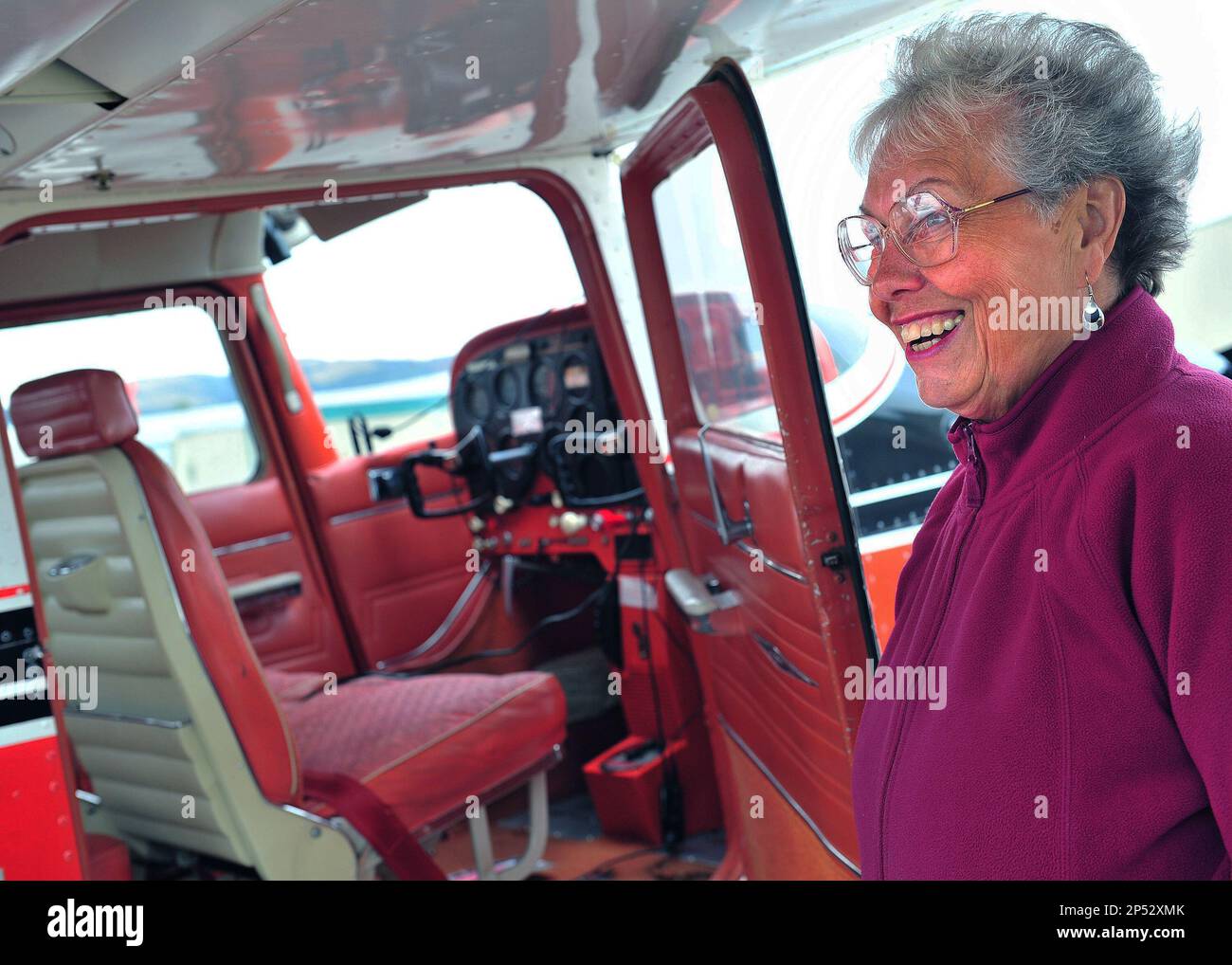 Pat Johnson gives a tour of her 1966 Cessna 172, "Romeo" on Sept. 24 ...