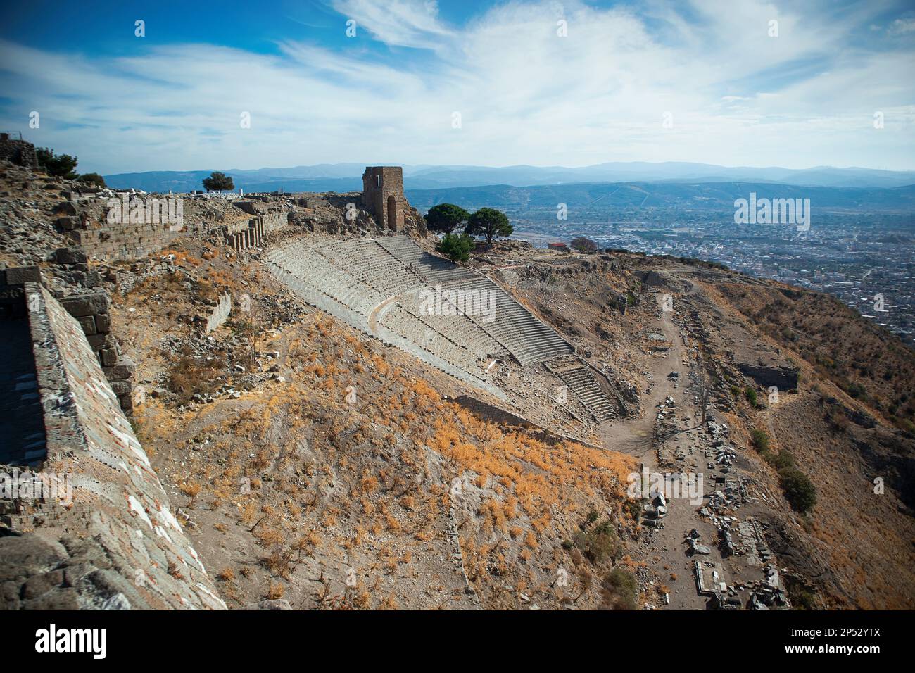 The Acropolis of Pergamon Ancient City Ruins in Bergama, Izmir, Turkey ...