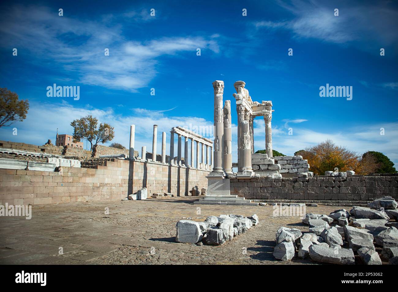 The Acropolis of Pergamon Ancient City Ruins in Bergama, Izmir, Turkey ...