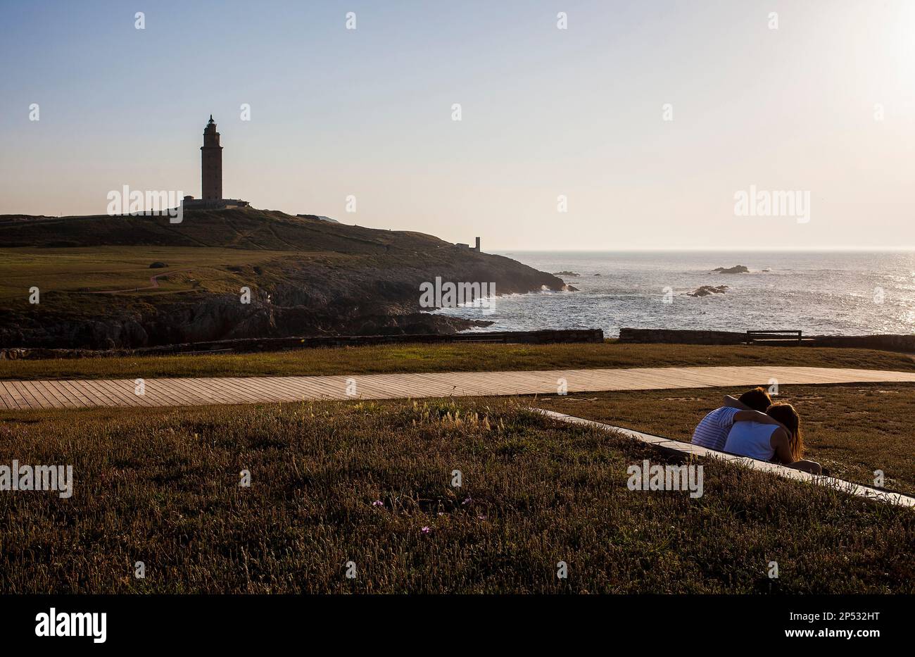 Tower of Hercules, Roman lighthouse, from Punta Herminia gardens ...